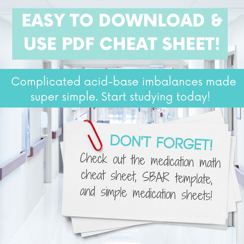 Acid-base Imbalance Cheat Sheet! Made by a Nursing Student FOR Nursing ...