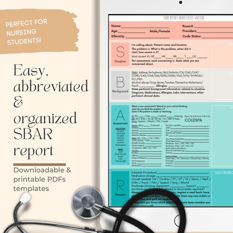 SBAR Patient Report and Patient Overview Templates | for Nurses and ...