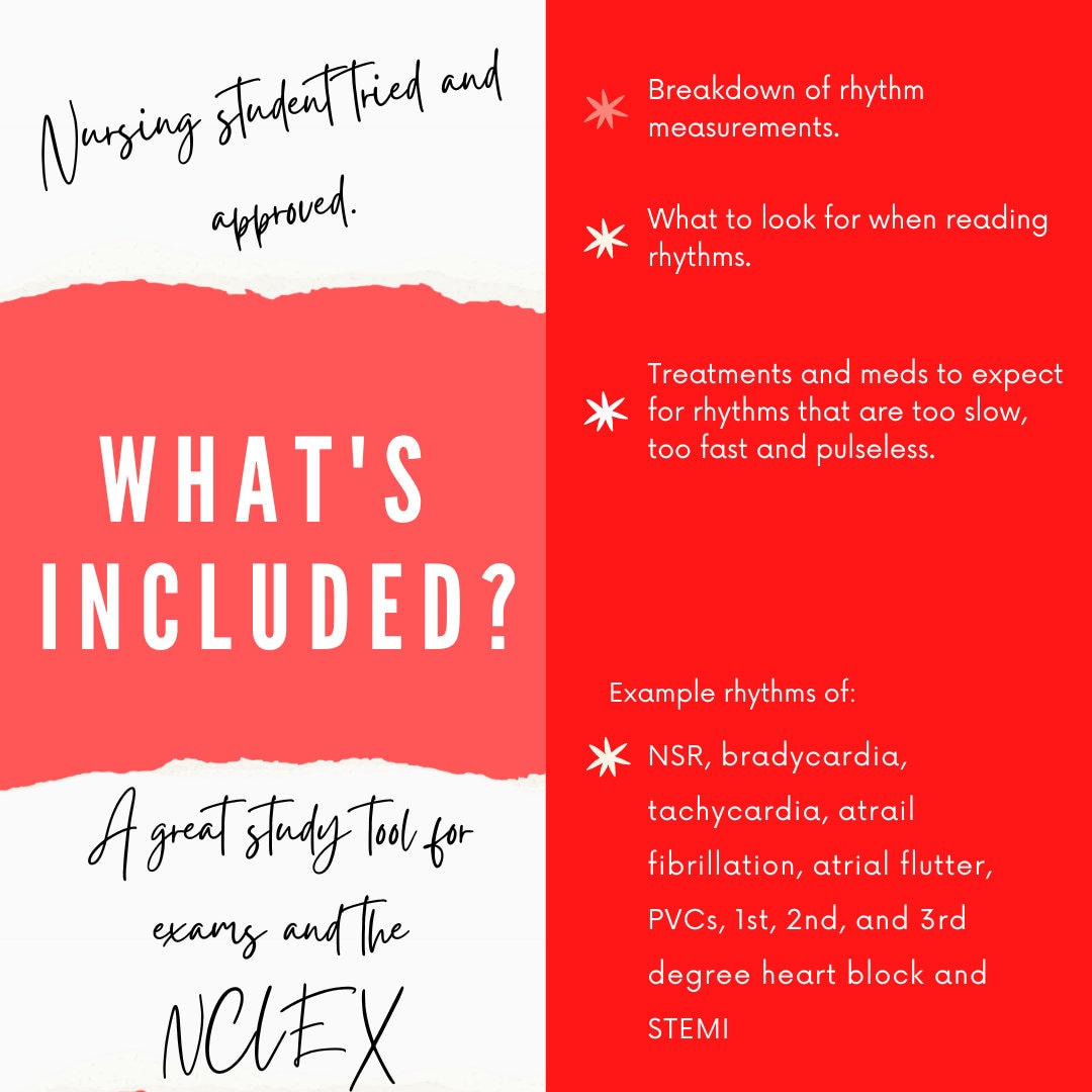 Cardiac Rhythms Cheat Sheet PDF! Made for Nursing Students BY a Nursing ...
