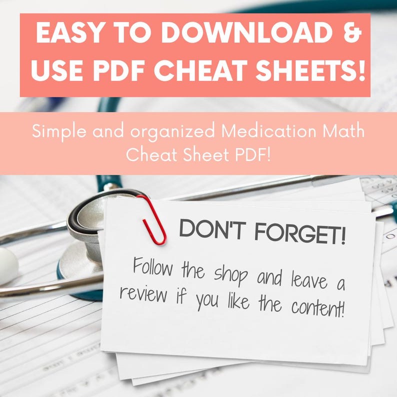 Medication Math Cheat Sheet for Nursing Students! Made BY a Nursing ...