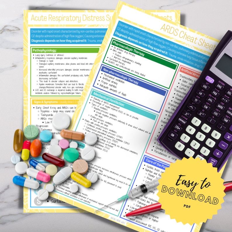 Acute Respiratory Distress Syndrome Cheat Sheets PDF! Made for Nursing ...