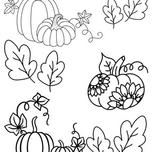 5 Printable Pages of Fall Season Theme for Coloring Fun - Etsy