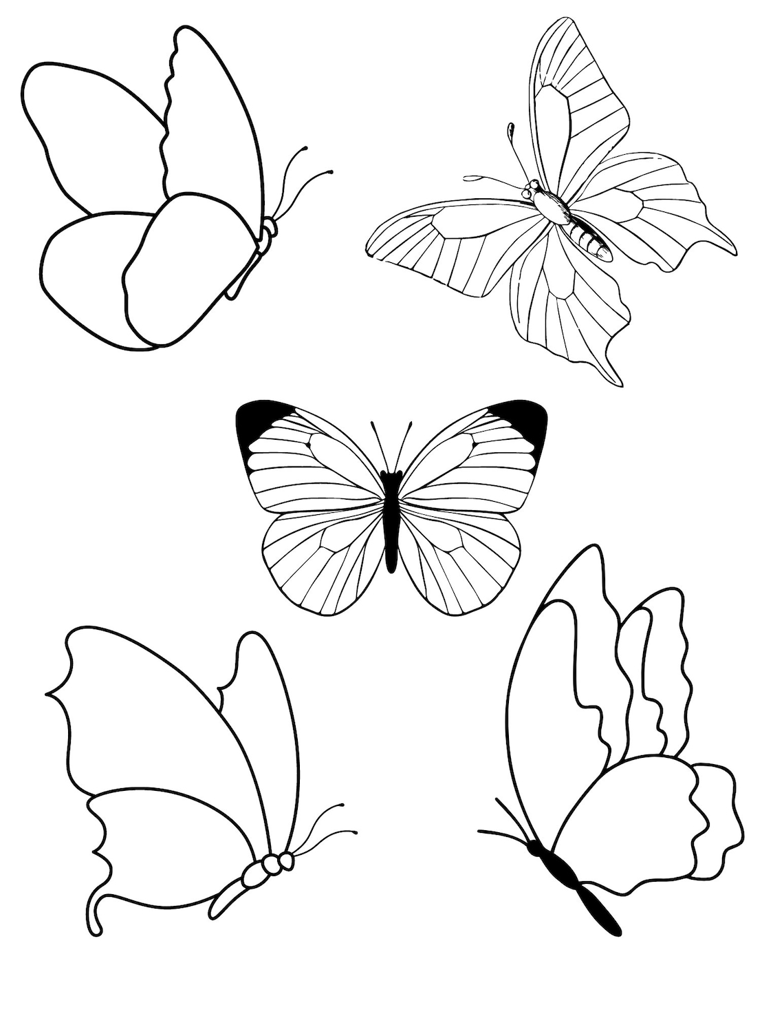 5 Printable Pages of Butterfly's for Coloring - Etsy