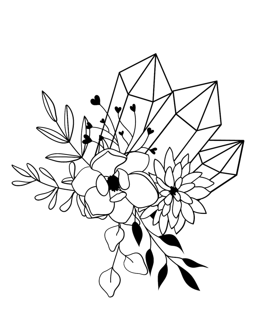 5 Printable Pages of Crystals for Coloring - Etsy