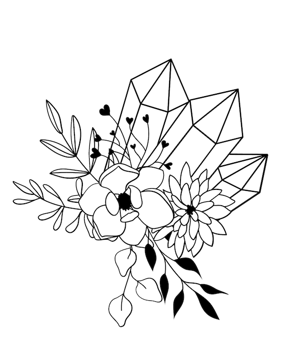 5 Printable Pages of Crystals for Coloring - Etsy