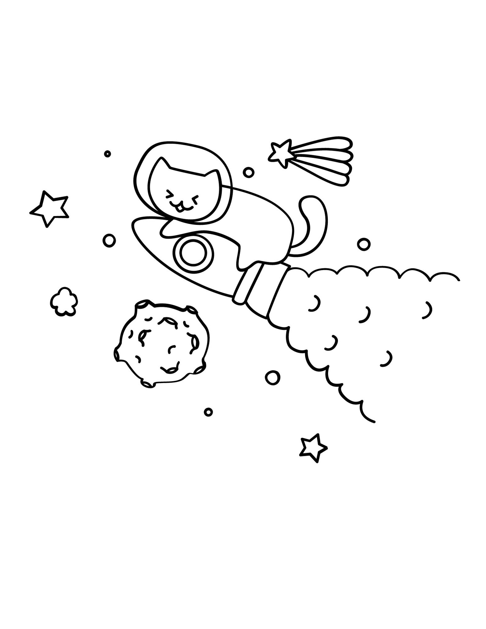 5 Printable Cats in Space Coloring Pages - Etsy