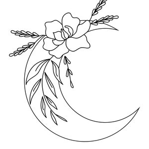 5 Printable Pages of Moons and Flowers for Coloring - Etsy