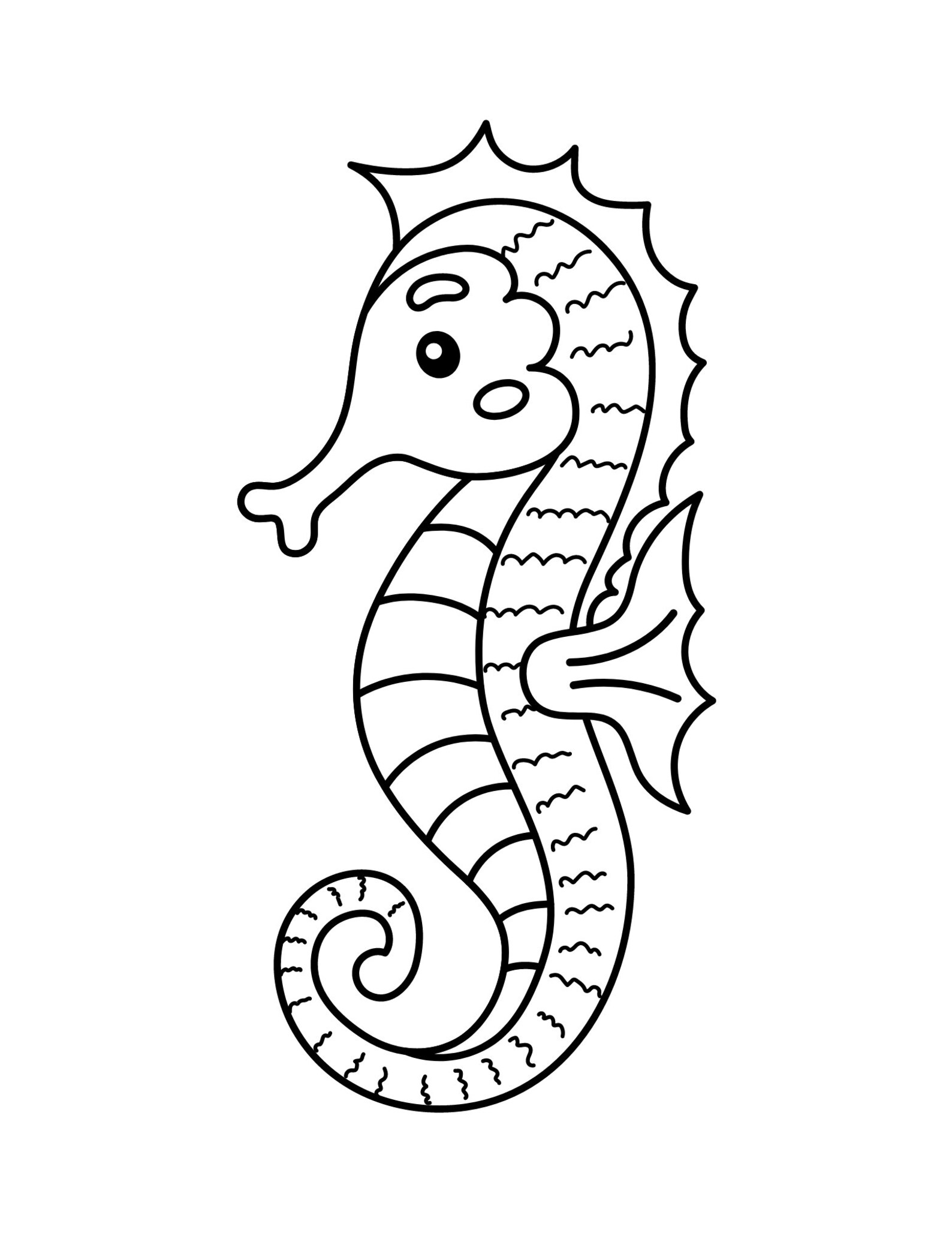 5 Printable Coloring Pages of Seahorses - Etsy