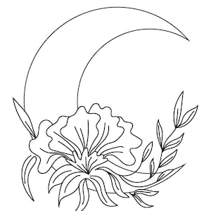 5 Printable Pages of Moons and Flowers for Coloring - Etsy