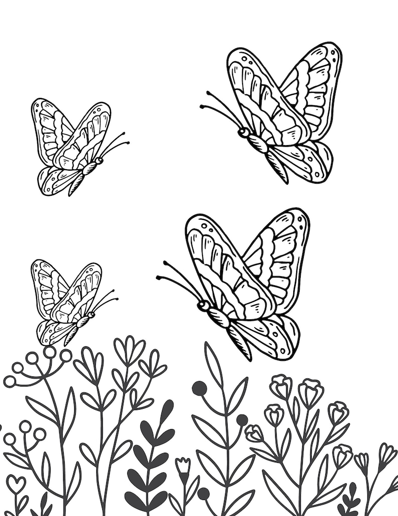 5 Printable Pages of Nature Theme for Coloring Fun - Etsy