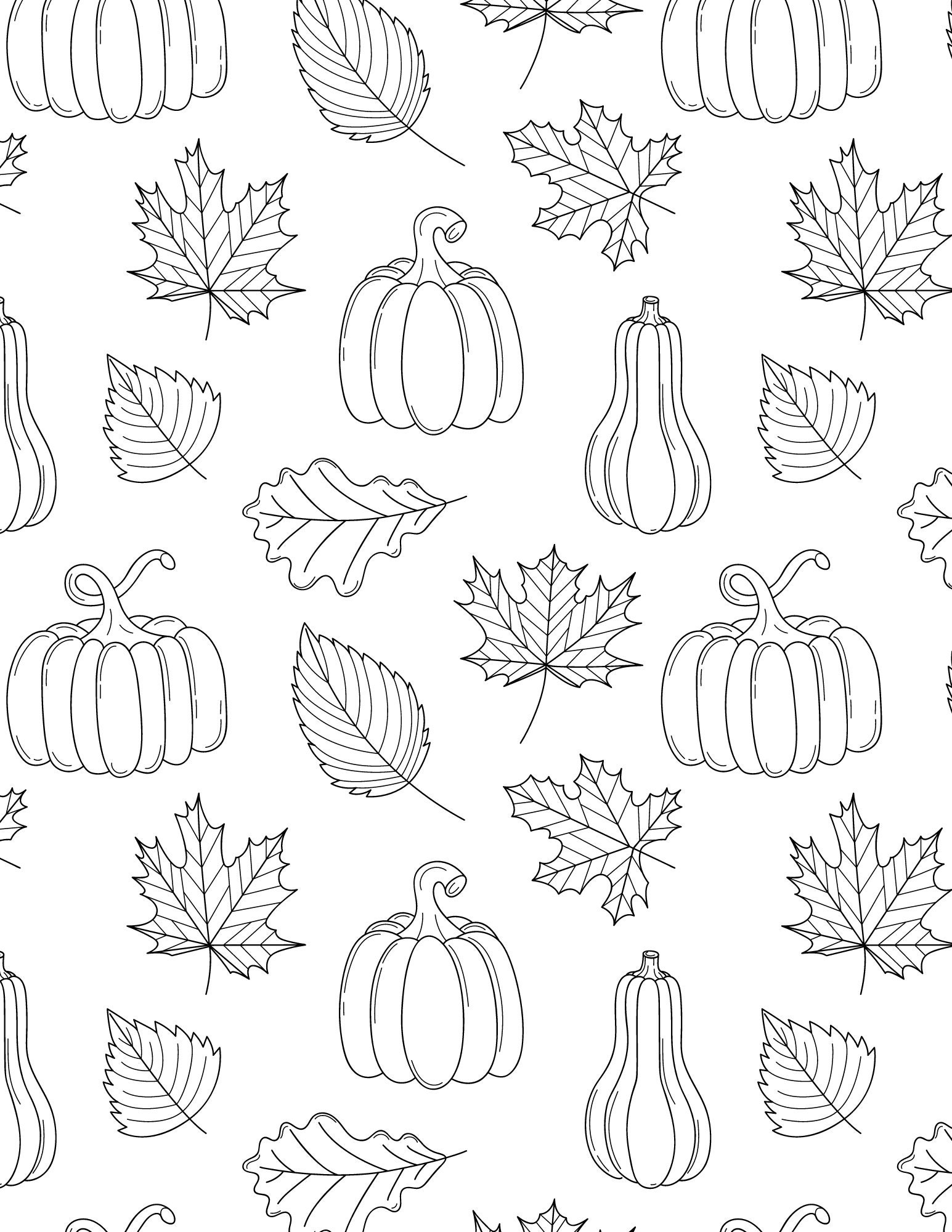 5 Printable Pages of Fall Season Theme for Coloring Fun - Etsy