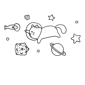 5 Printable Cats in Space Coloring Pages - Etsy