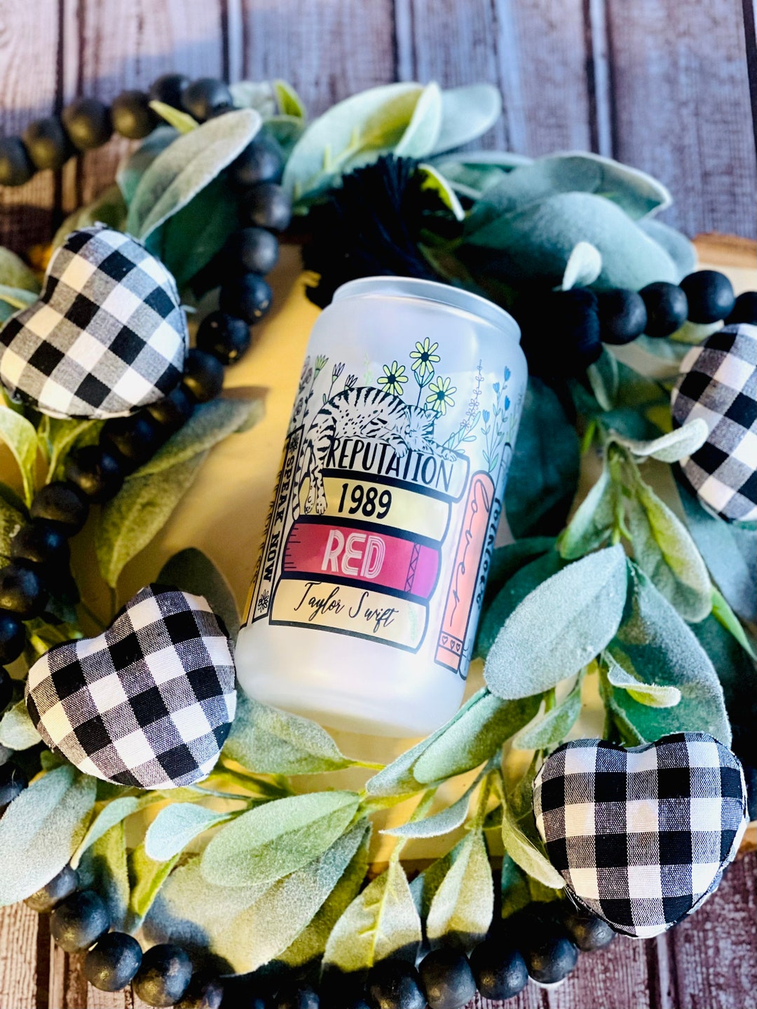 Karma Reputation Red Taylor Albums Swift Glass Can Frosted - Etsy