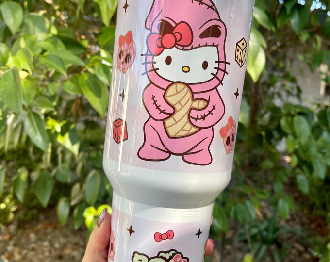 Kawaii Kitty Oogie Boogie Pan Dulce Halloween 40 Ounce Dupe Tumbler With Lid And Straw Etsy
