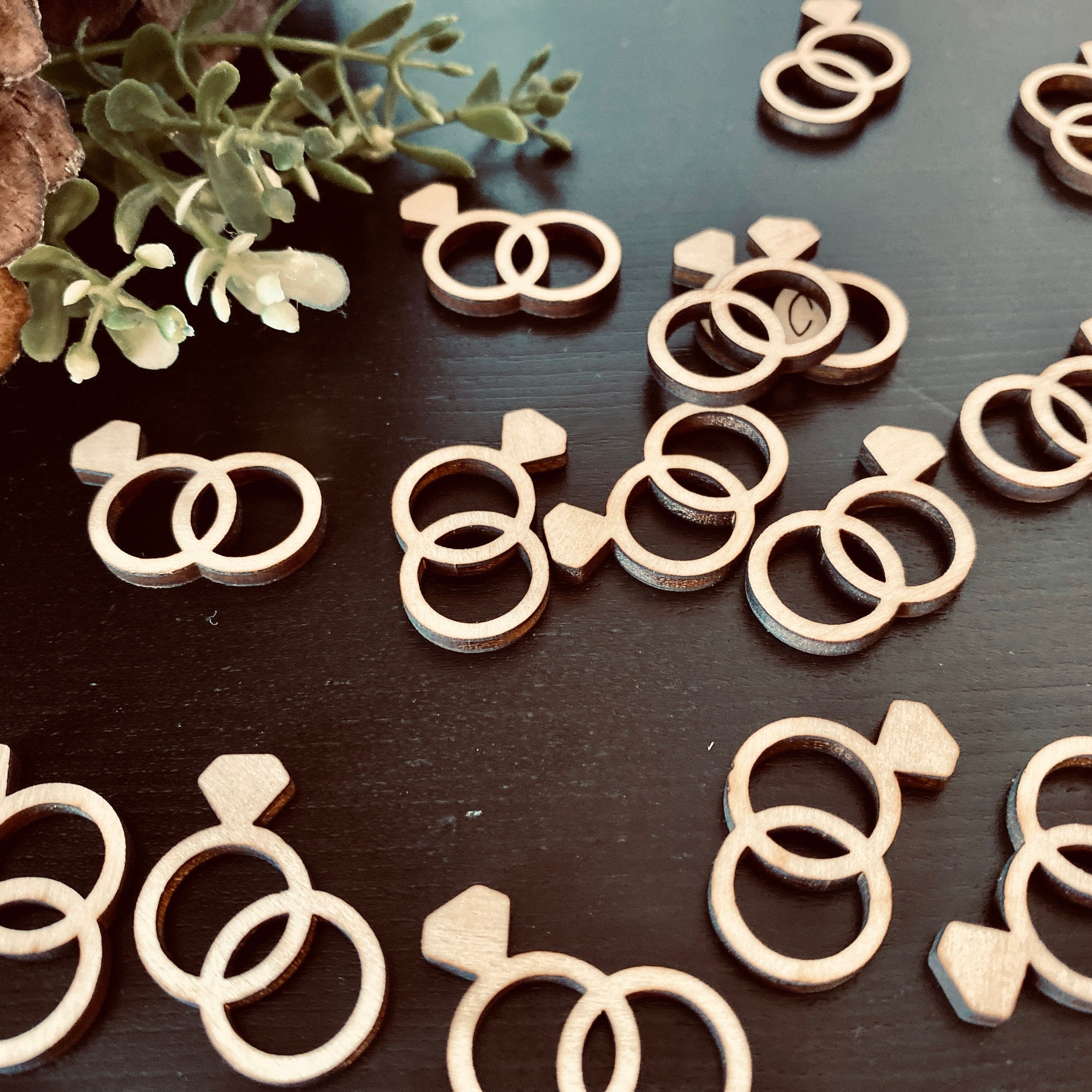 Mini Wedding Rings Ornament Rustic Wedding Table Decor Party Decor Wood ...