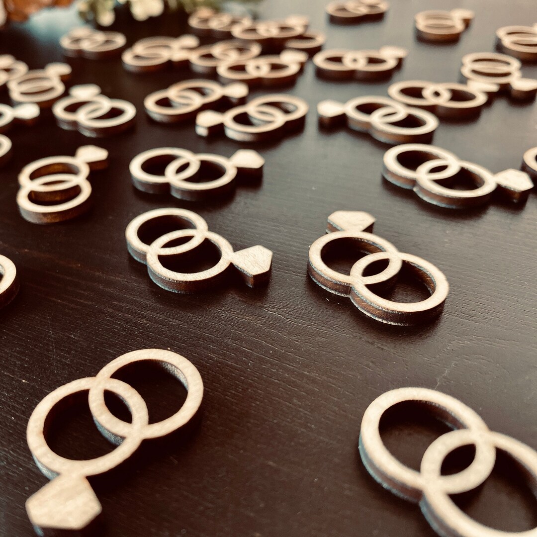 Mini Wedding Rings Table Decor Set of 50 Wedding Party Decor Wood ...