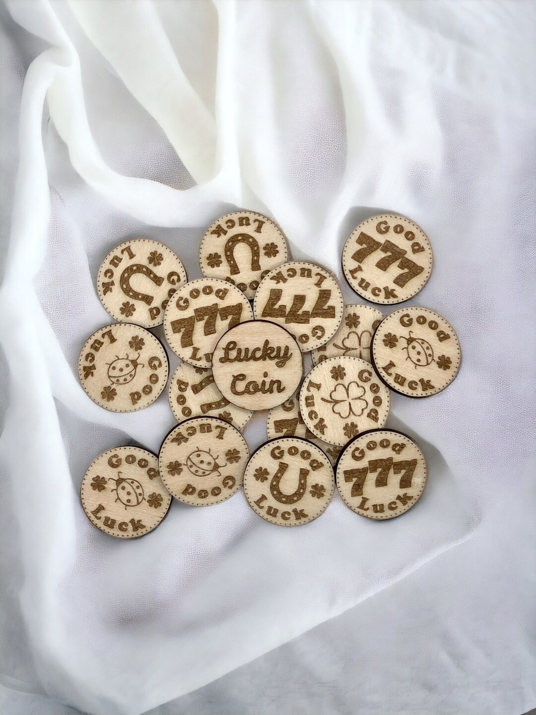 Mini Lucky Wood Coins Assorted Designs for St. Patrick's Day and DIY ...