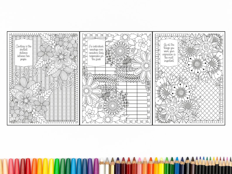 Inspirational Quotes With Lattice Flowers - Adult Coloring Pages ...