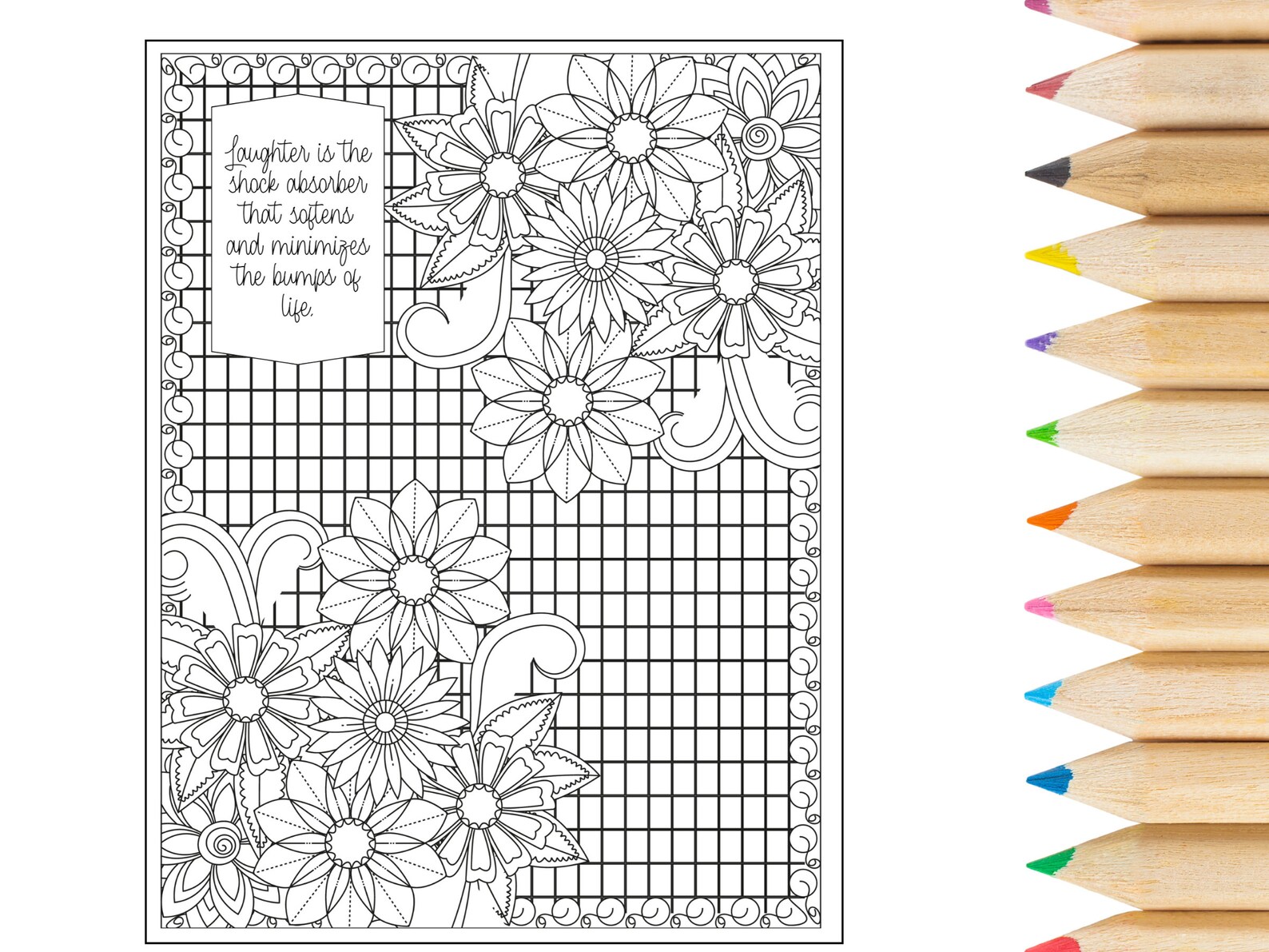 Inspirational Quotes With Lattice Flowers - Adult Coloring Pages ...