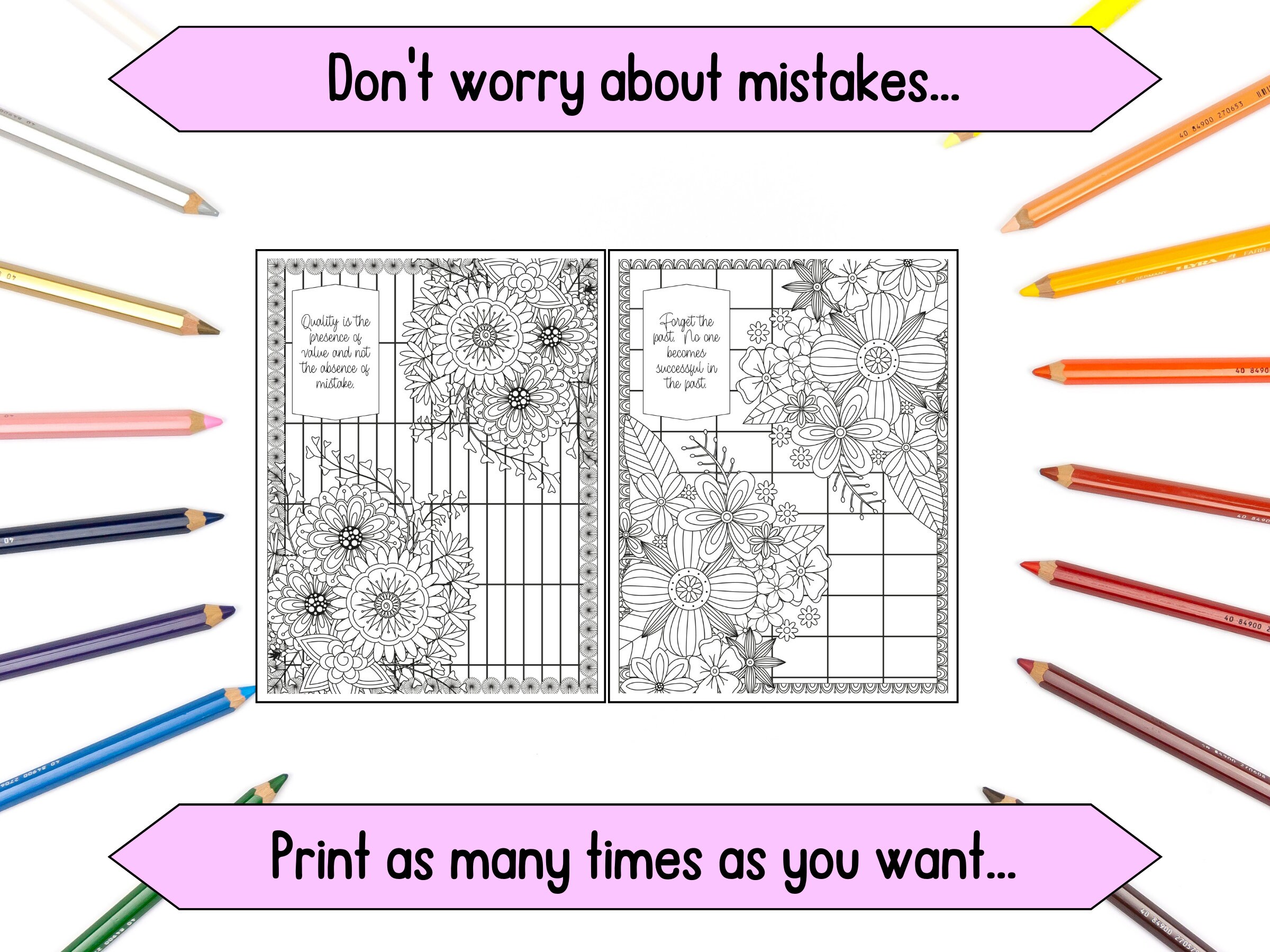 Inspirational Quotes With Lattice Flowers - Adult Coloring Pages ...