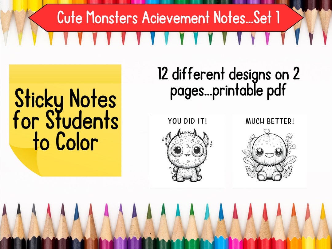 Cute Monsters With Motivational Quotes for Students set 1 on Printable ...