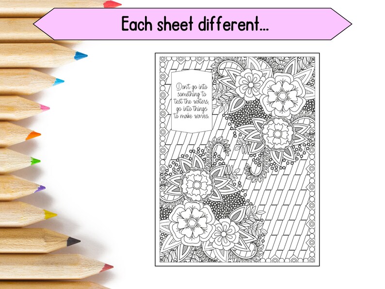 Inspirational Quotes With Lattice Flowers - Adult Coloring Pages ...
