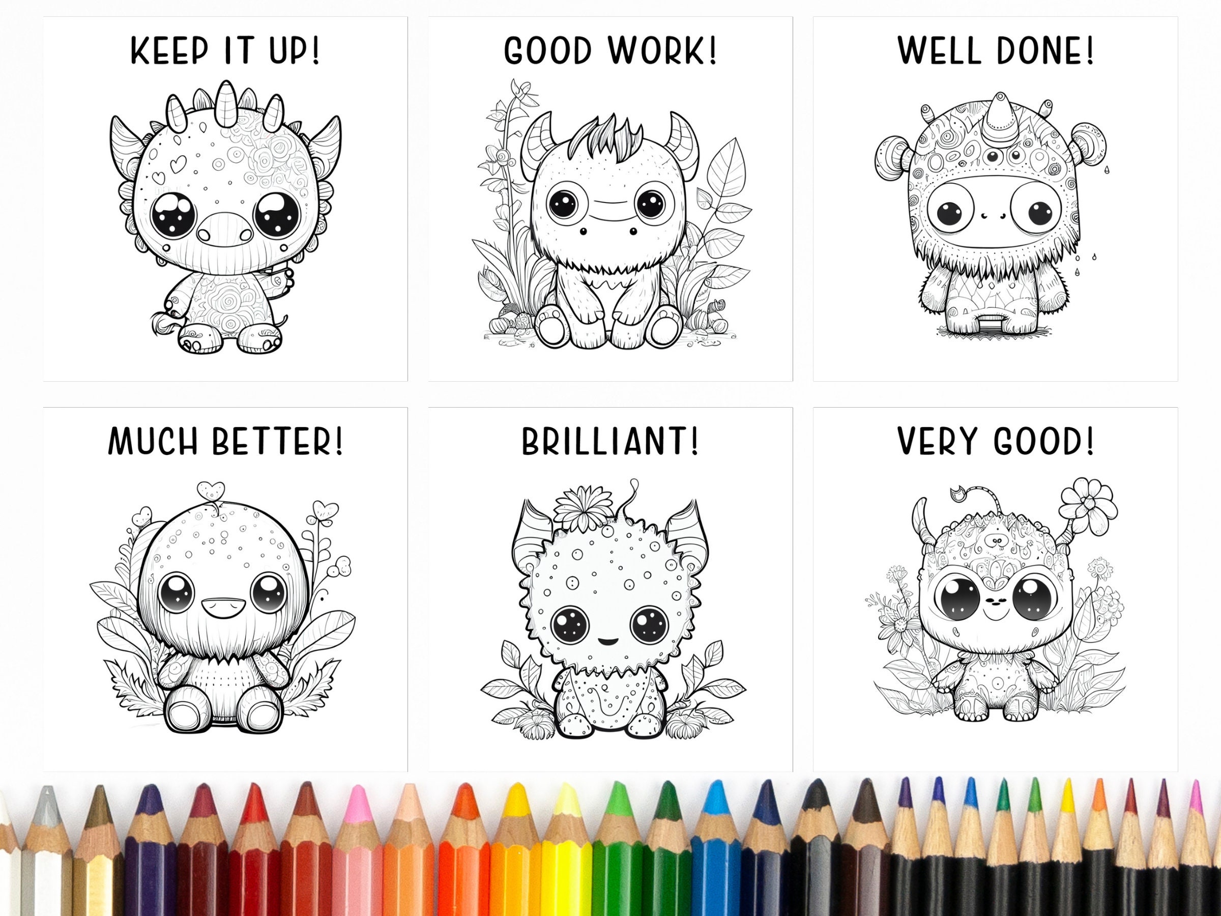 Cute Monsters With Motivational Quotes for Students set 1 on Printable ...