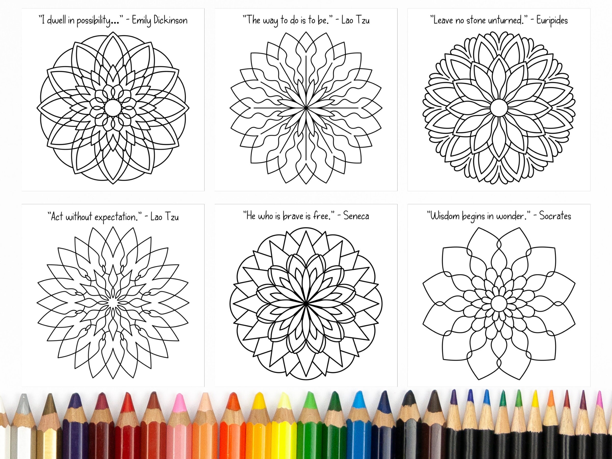 Mandalas With Inspirational Quotes set 2 on Printable Sticky Notes ...