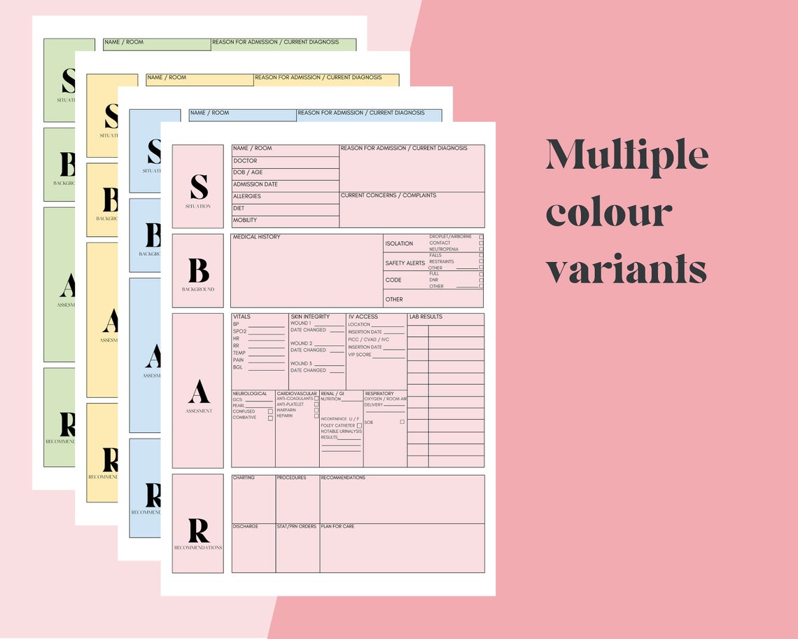 Handover / Report Nursing Printable Sheet - Etsy