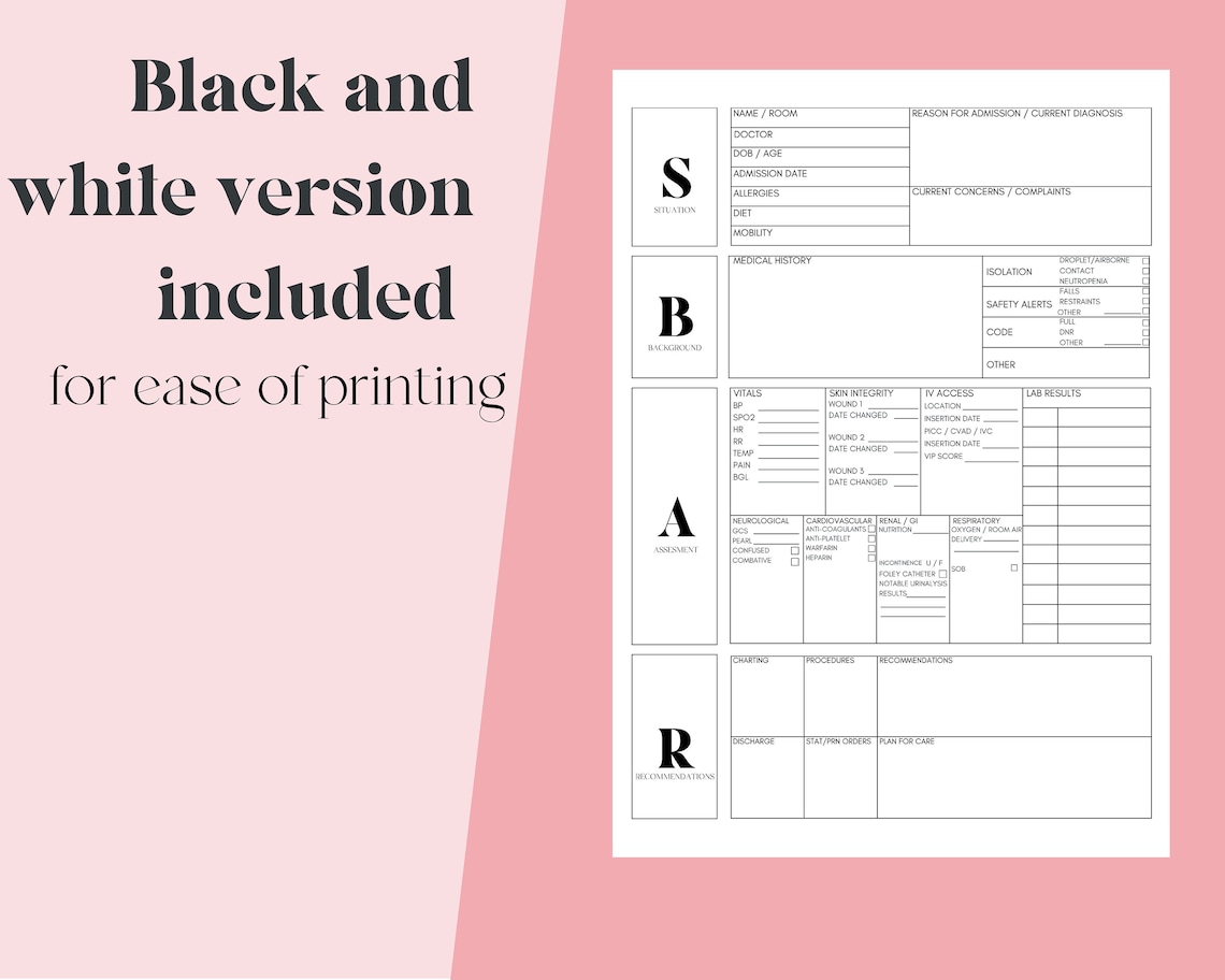 Handover / Report Nursing Printable Sheet - Etsy