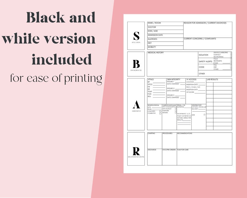 Handover / Report Nursing Printable Sheet - Etsy