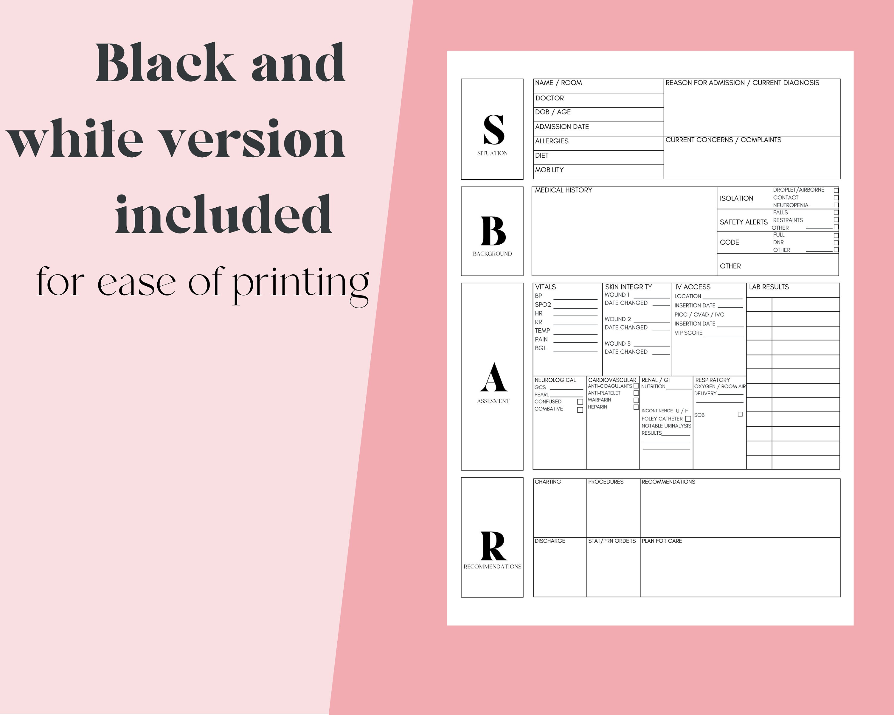 Handover / Report Nursing Printable Sheet - Etsy