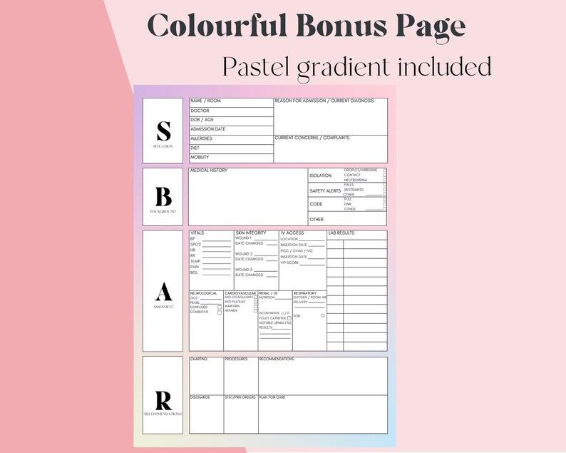 Handover / Report Nursing Printable Sheet - Etsy