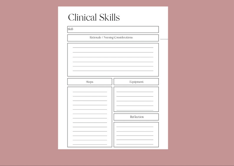 Clinical Skills Worksheet Printable Bundle - Etsy