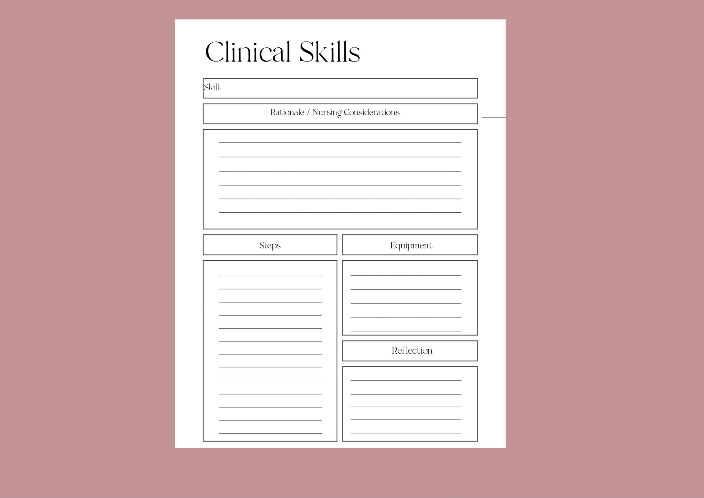 Clinical Skills Worksheet Printable Bundle - Etsy