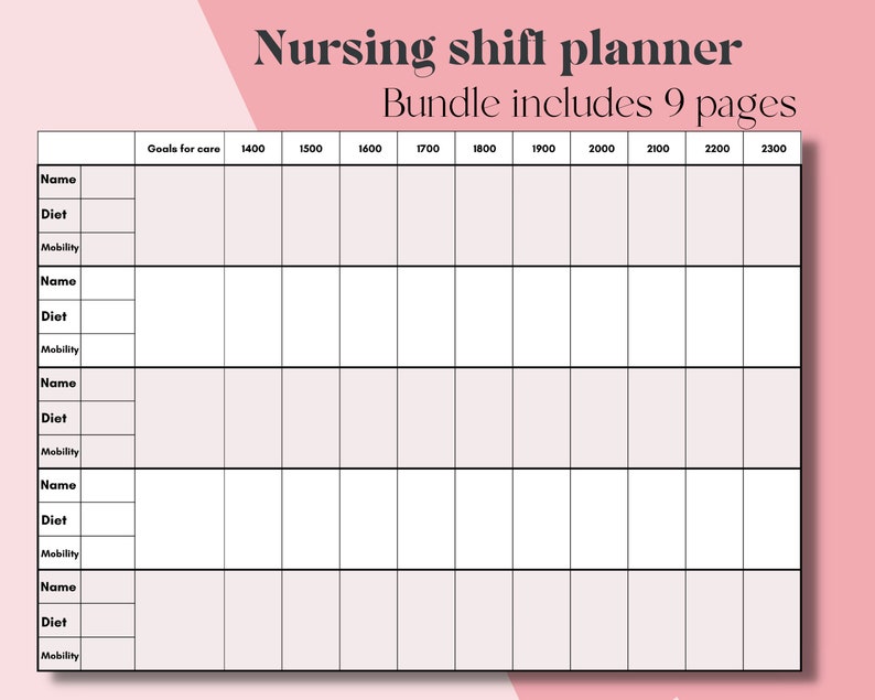 Nursing Shift Planner Bundle - Etsy