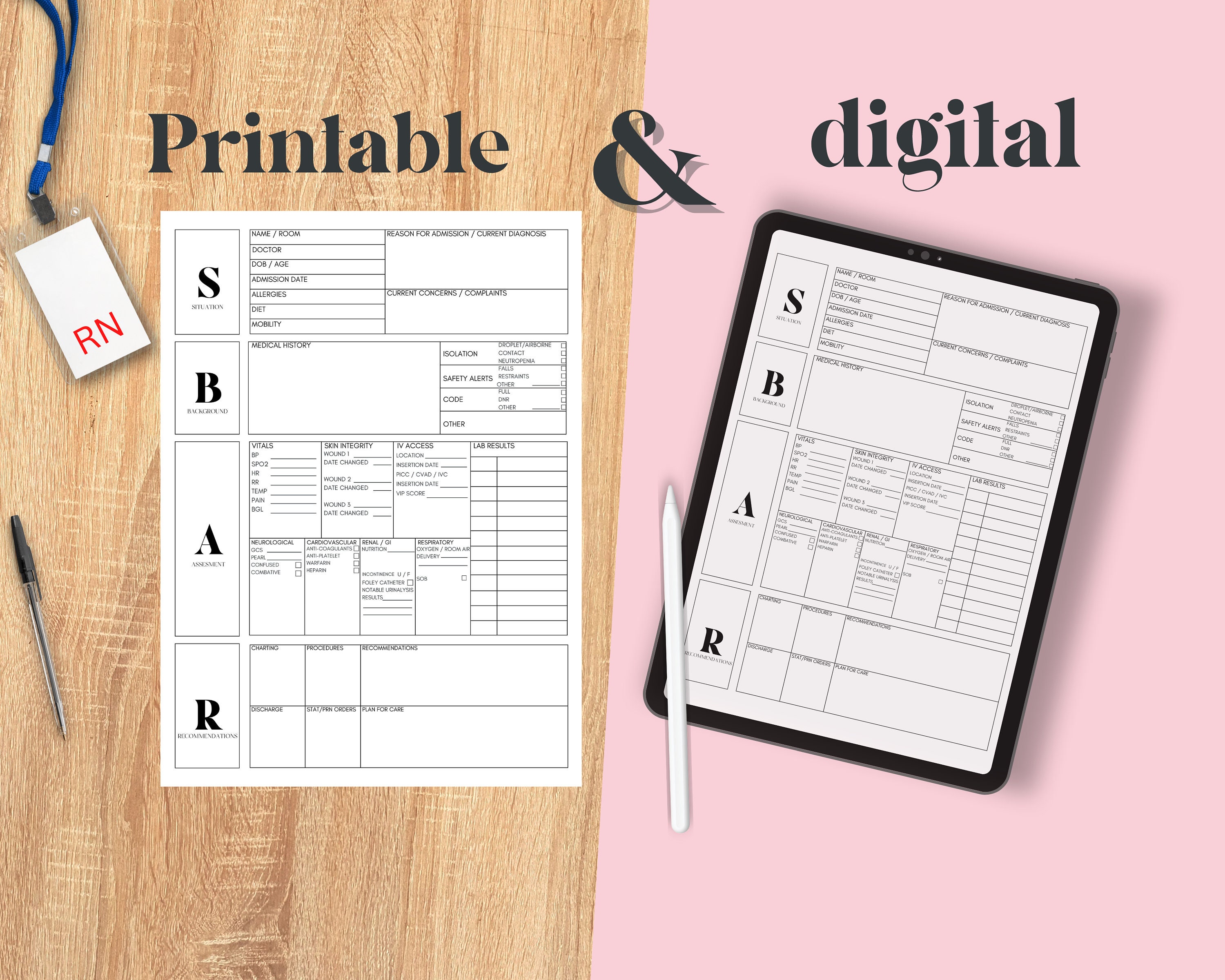 Handover / Report Nursing Printable Sheet - Etsy