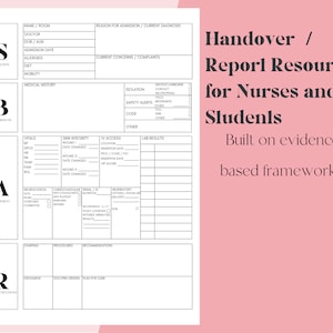 Handover / Report Nursing Printable Sheet - Etsy