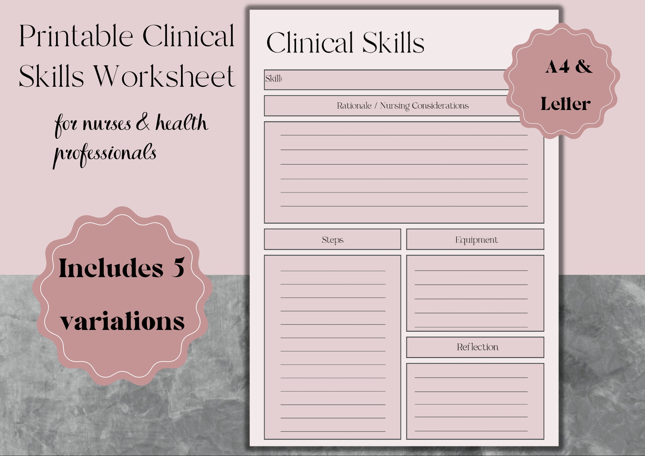 Clinical Skills Worksheet Printable Bundle - Etsy