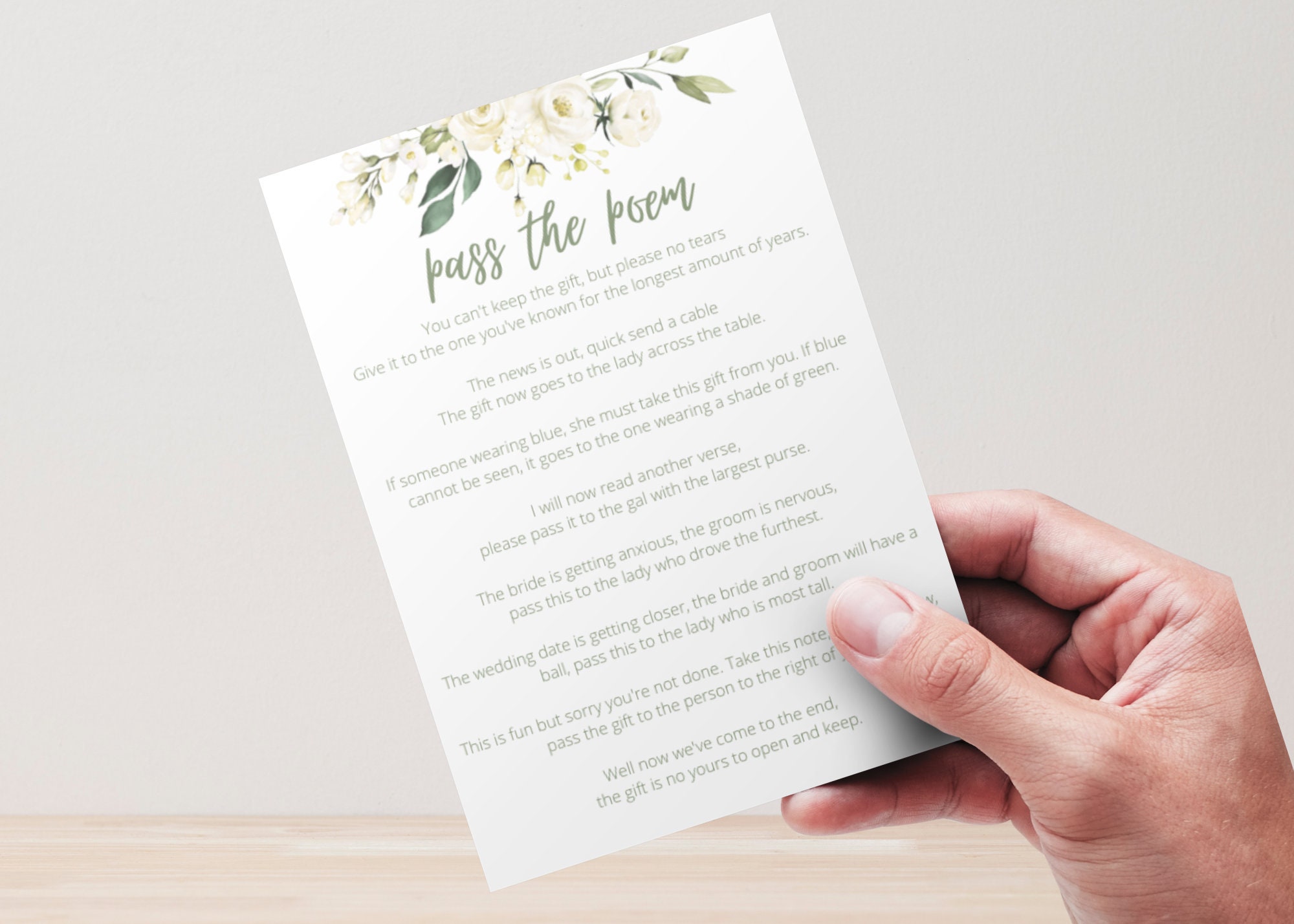 Pass the Poem Bridal Shower Game Template - Etsy