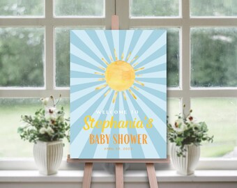 Sun Welcome Sign - Editable - Printable - Boho - Retro - Here Comes the ...