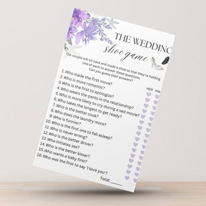 Purple Floral Bridal Shower Games BUNDLE Template - Etsy