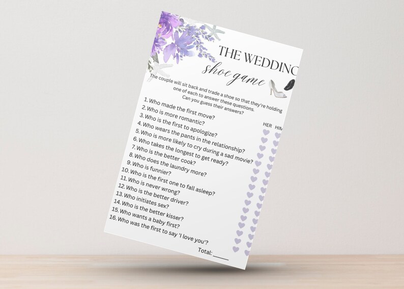 Purple Floral Bridal Shower Games BUNDLE Template - Etsy
