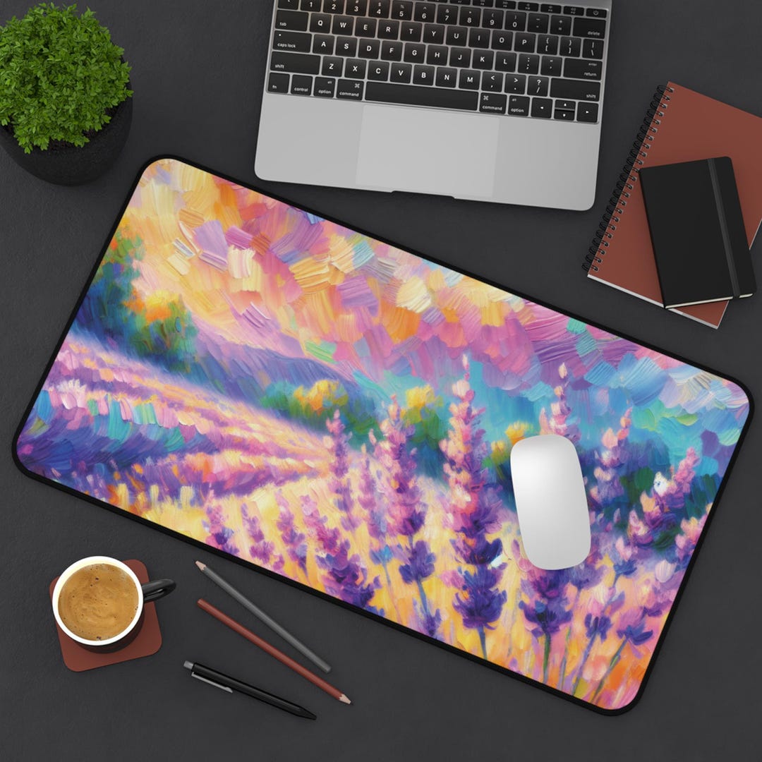 Lavender Desk Mat Lavender Fields Desk Mat Floral Desk Mat 3 Sizes AI ...