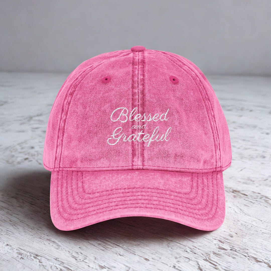 Vintage Embroidered Cotton Cap: Blessed & Grateful - Unisex Summer Hat ...