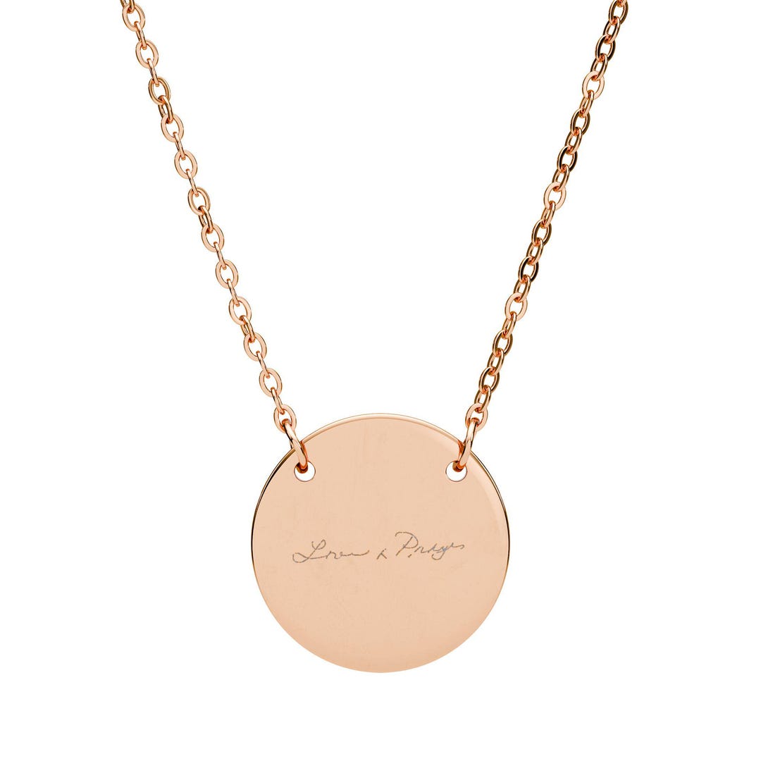Handwriting, Signature Engraved Circle Necklace | Custom Personal ...