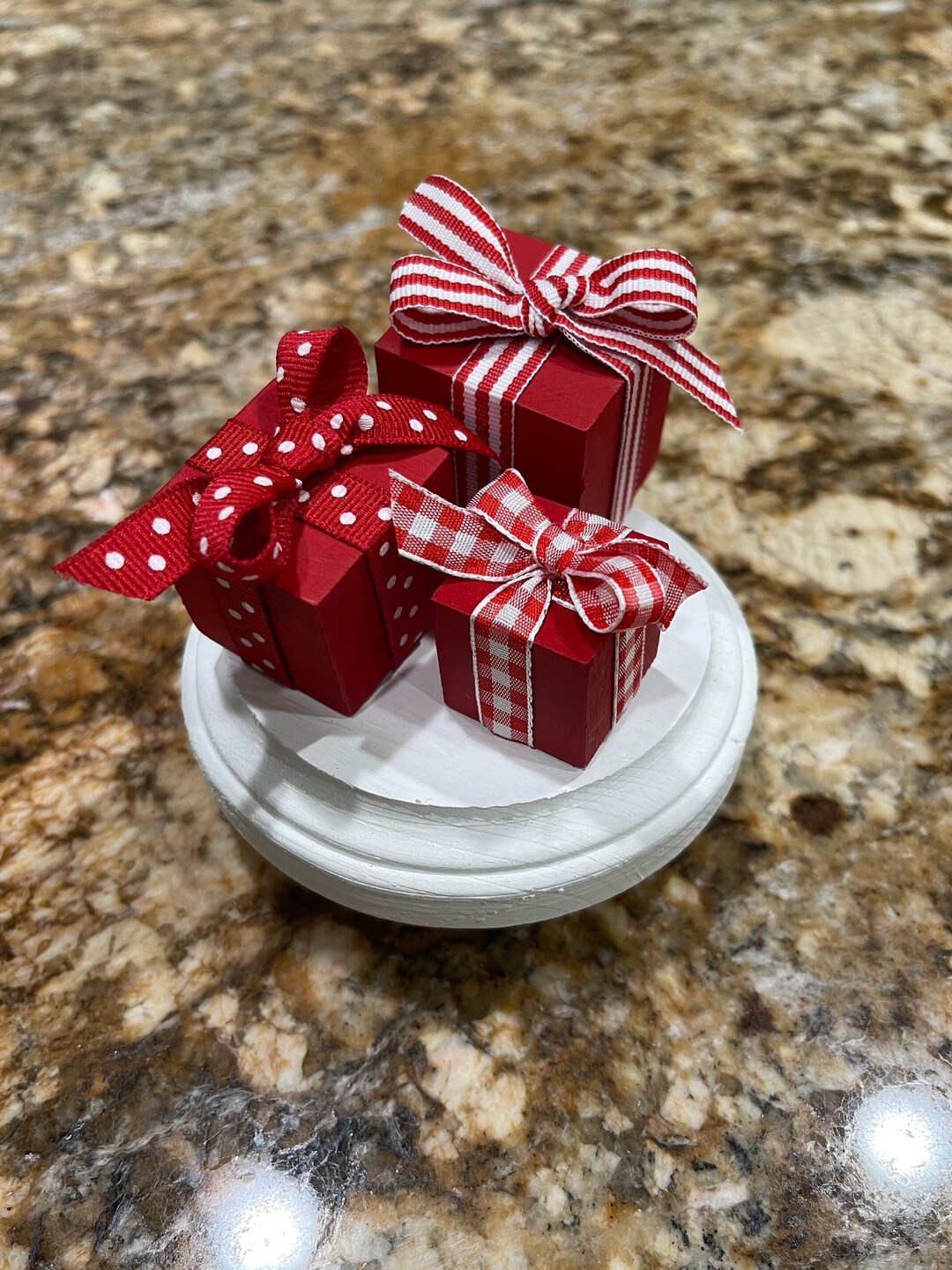 Christmas Mini Presents Trio/tiered Tray Decor/wood Christmas Presents ...