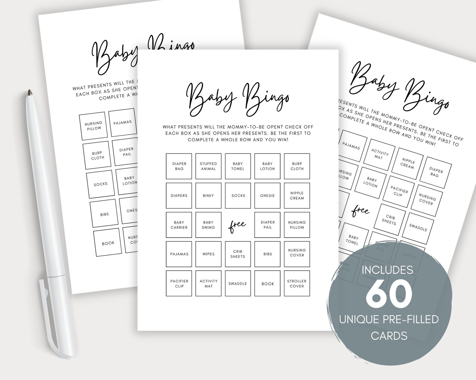 22 Editable Baby Shower Game Bundle, Minimalist Baby Shower Games ...