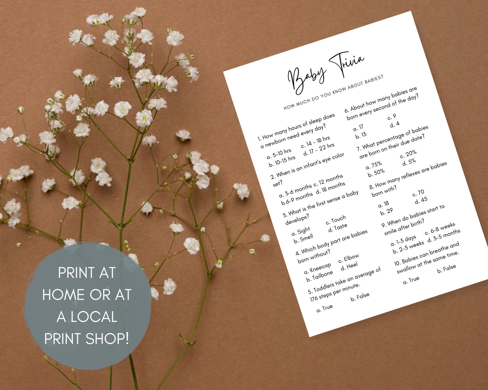 Printable Baby Trivia Baby Shower Game Editable Baby Trivia - Etsy