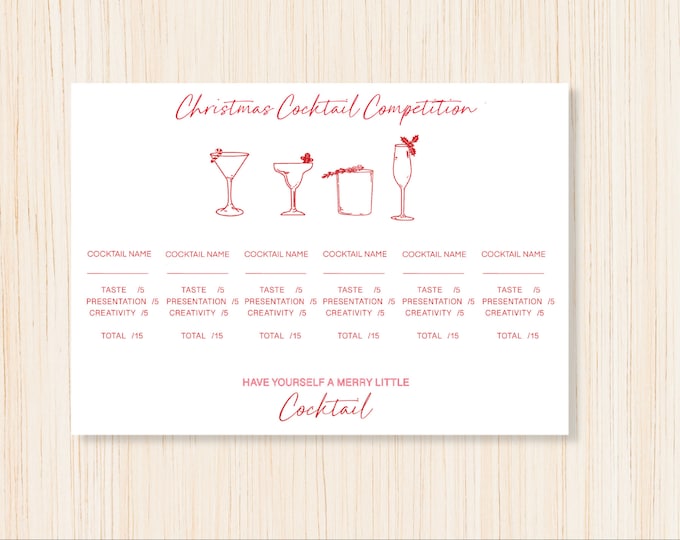 Cocktail Competition Score Card, Instant Download Cocktail Wars - Etsy ...